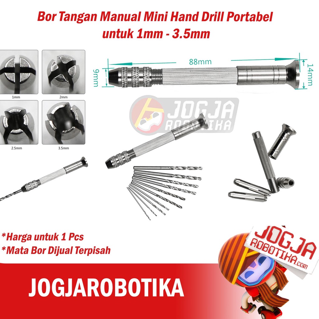 Jual Bor Tangan Manual Mini Hand Drill Portabel untuk 1mm - 3.5mm ...