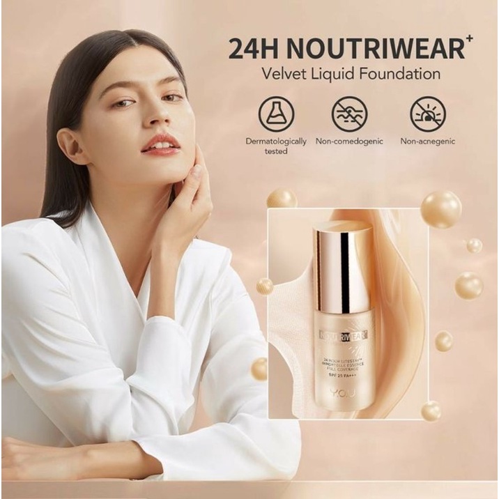 Jual Y.O.U NOUTRIWEAR VELVET LIQUID FOUNDATION 20ml | Shopee Indonesia