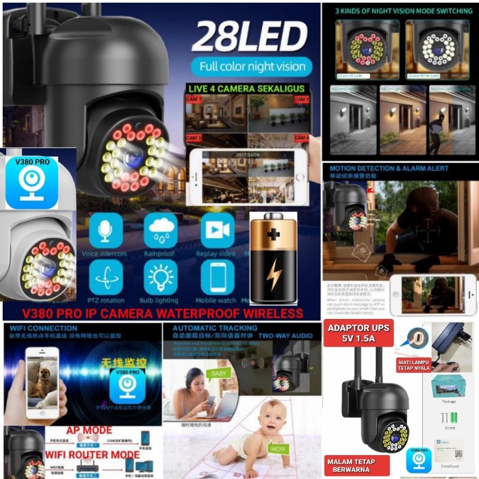 Jual Cantik V380 Pro Ip Camera Ups Waterproof Super Mini Outdoor Cctv ...