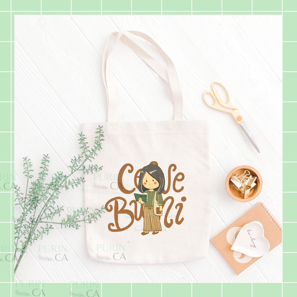Jual Tote bag / Tas Serut Kanvas Gambar Cewe Kue Bumi dan Mamba HYPE ...