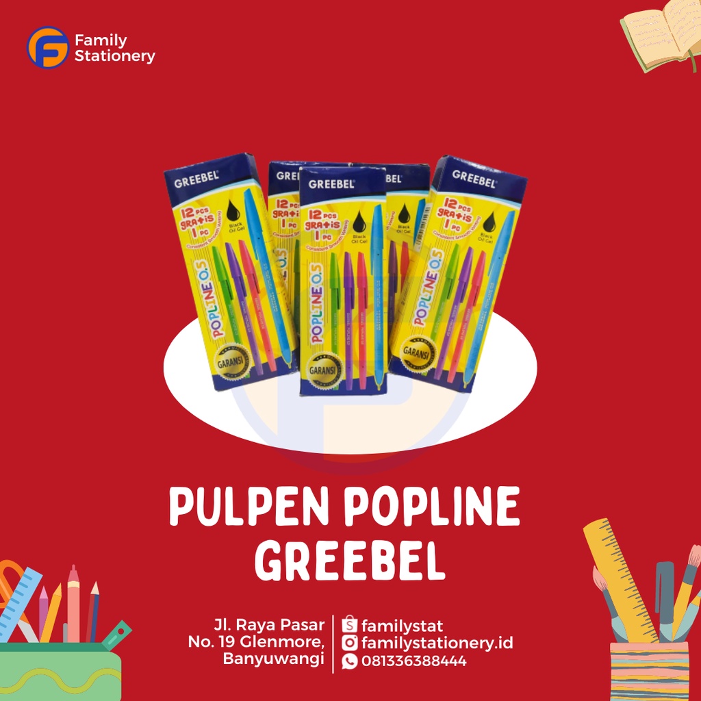 Jual (Ecer) Pulpen Popline Greebel | Tinta Hitam | Shopee Indonesia