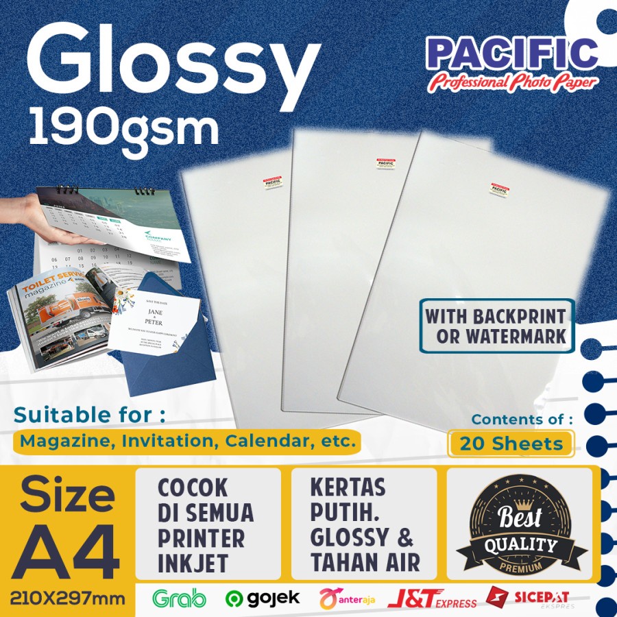 Jual Kertas Foto Glossy Photo Paper A4 190 Gsm Pacific Premium - Isi 20 ...