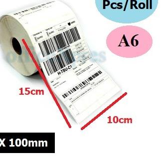 Jual KERTAS LABEL STICKER 100 X 150 MM / Label Bare / Kertas Stiker Thermal A6 Kertas / Thermal ...