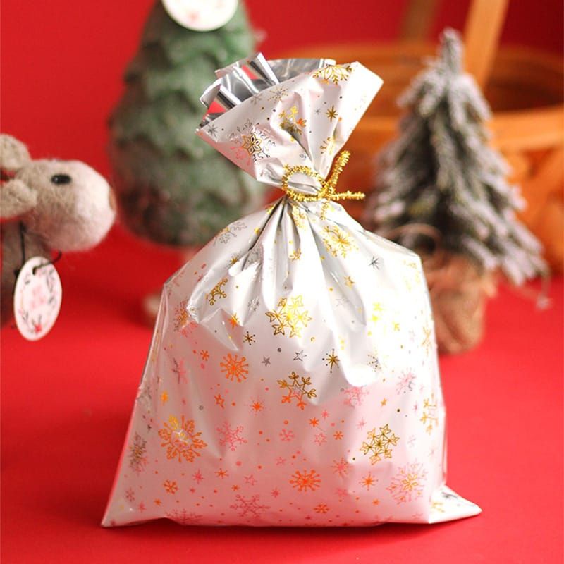 Jual KANTONG PLASTIK KEMASAN HADIAH NATAL/PLASTIK HAMPERS SNOWFLAKE ...