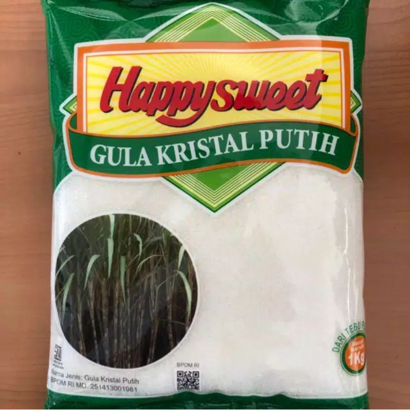 Jual GULA PASIR HAPPY SWEET KEMASAN 1 KG | Shopee Indonesia