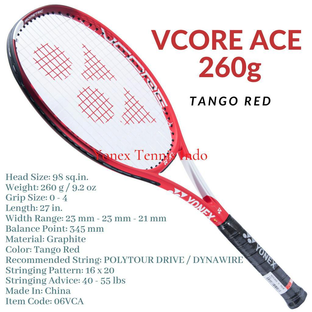 Jual Yonex VCORE ACE 260g 98in Tango red - racket tennis | Shopee Indonesia