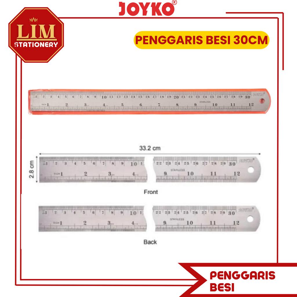 Jual (DAPAT 12 PCS) Joyko Penggaris Besi 30cm Stainless Steel | Shopee ...