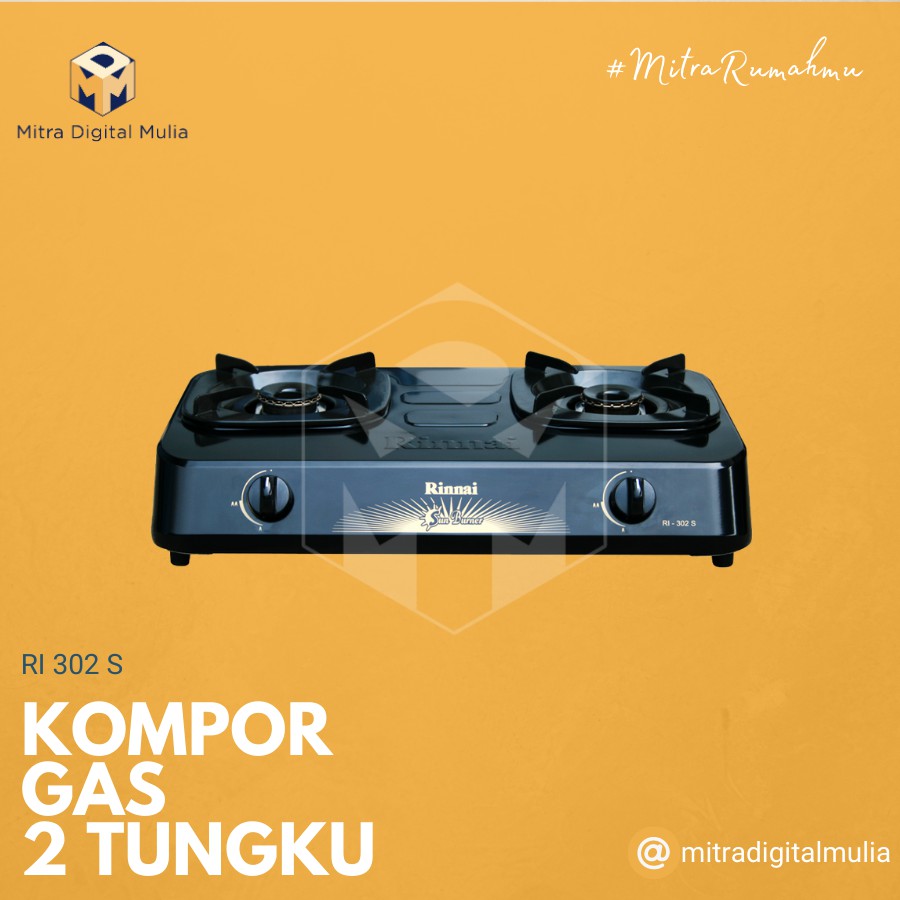 Jual Rinnai RI 302 S Kompor Gas Ceflon 2 Tungku Sun Burner RI302S Gas Stove | Shopee Indonesia