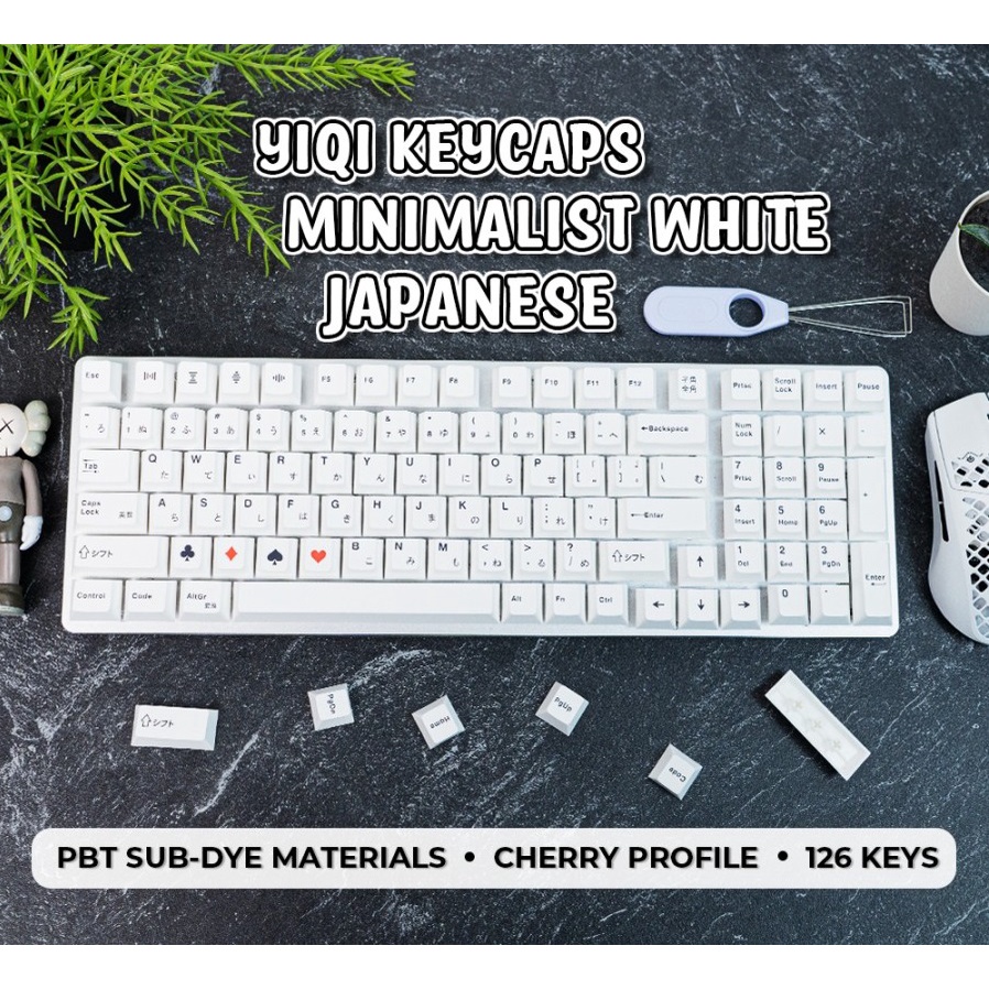 Jual Yiqi Keycaps Minimalist white Japanese PBT Dye-Sub Cherry Profile ...