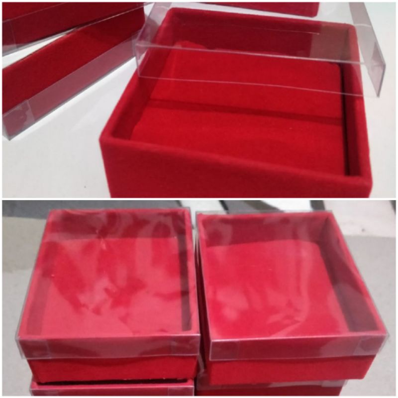 Jual box bludru 9x9x3,10x10x3,dan 10x15x3 tempat gelan kalung | Shopee ...
