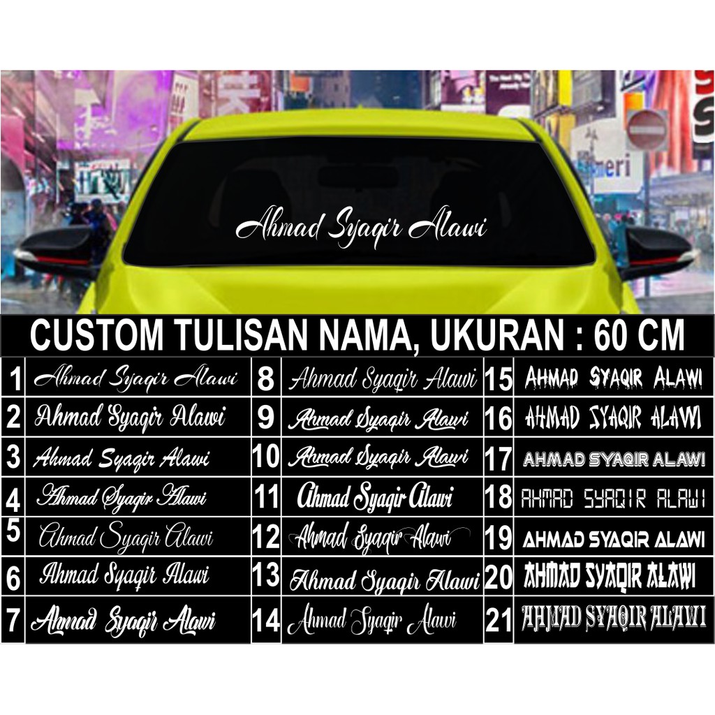 Jual Stiker Mobil Cutting Sticker Body Dan Kaca Mobil NAMA Custom ...