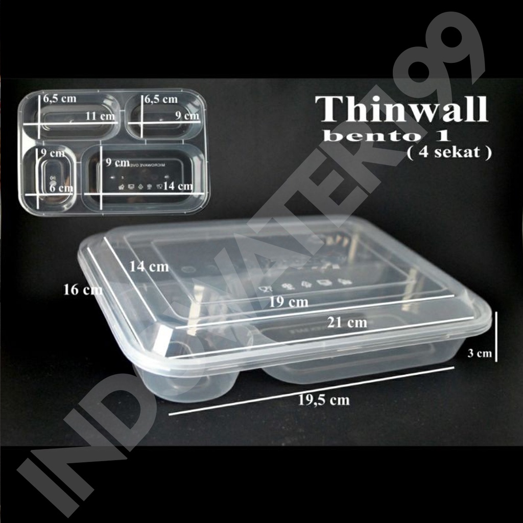 Jual THINWALL BENTO FOODPACK 4 SEKAT FP 1200 QS ISI 25 PCS | Shopee ...