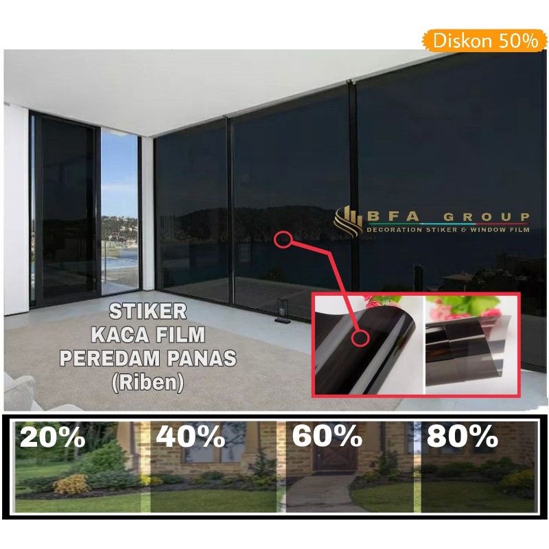 Jual KACA FILM Riben Peredam panas matahari Stiker kaca Rumah Jendela ...