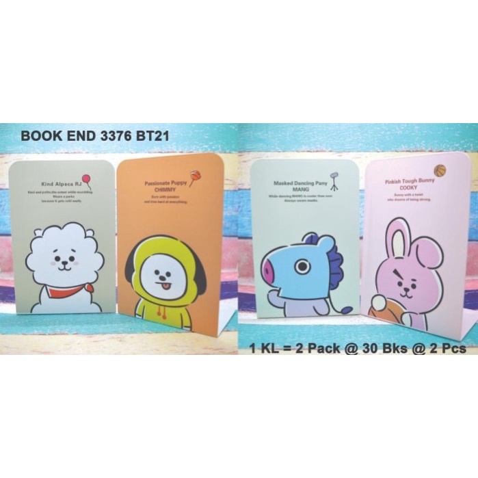 Jual Penahan buku atau stand book besi motif bts seri 2 isi 2 pc ...