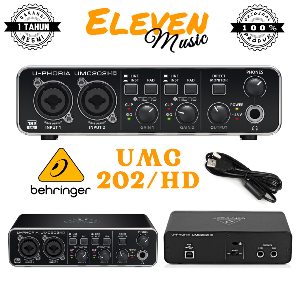 Jual Behringer UMC202/HD Interface with Midas Mic Preamplifier | Shopee ...
