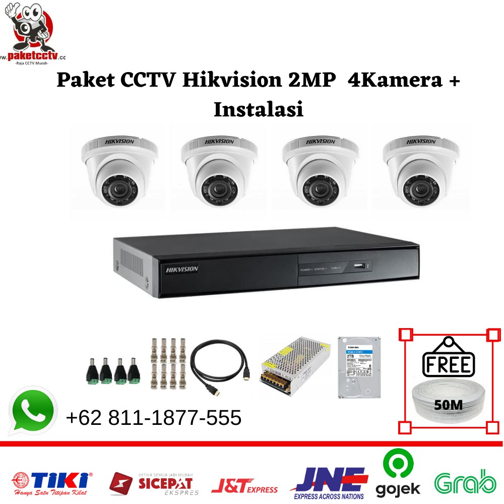 Jual Paket CCTV Hikvision 2MP 4Kamera + Instalasi | Shopee Indonesia