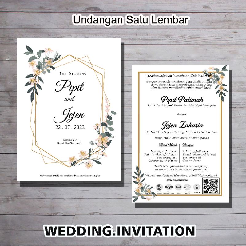 Jual Undangan pernikahan murah, 1 lembar ukuran A5 undangan pernikahan ...