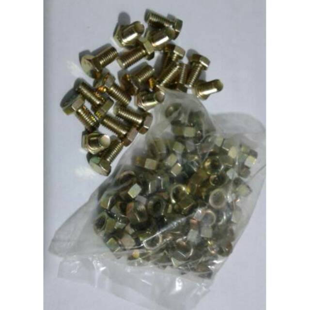 Jual BAUT MUR M8 x 15. MUR BAUT BESI SIKU. WARNA KUNING | Shopee Indonesia