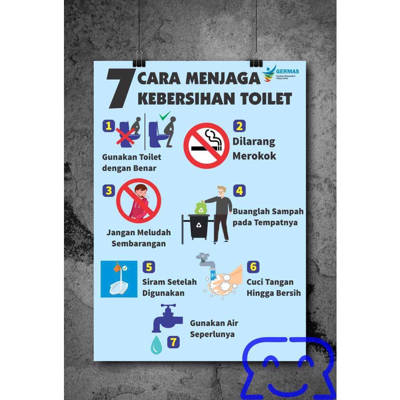 Jual Poster Jaga Kebersihan Toilet / Kamar Mandi di Rumah, Sekolah, Kantor | Shopee Indonesia