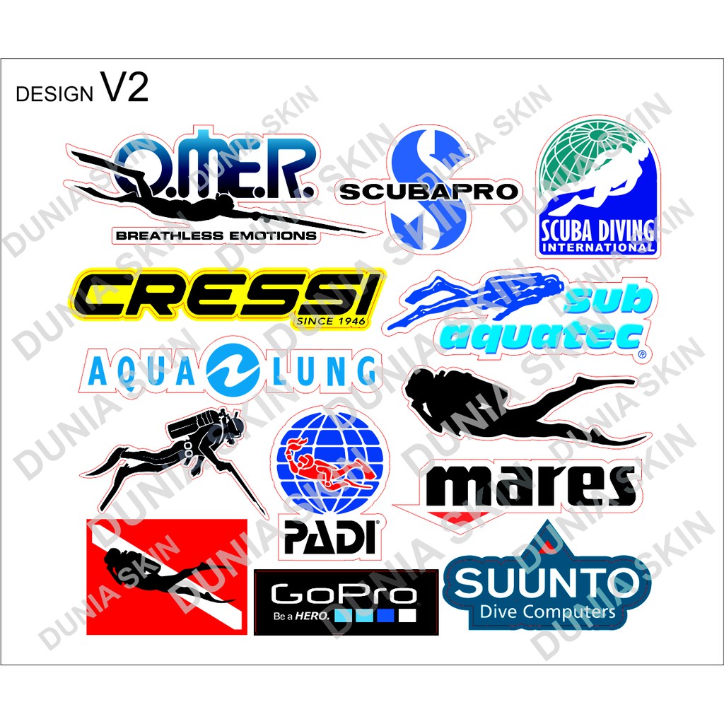 Jual Stiker koper Travel Label Design V2 Scuba Diving Dive Logo MARES ...