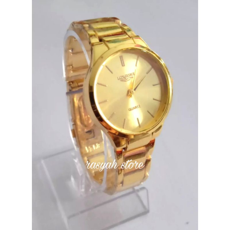 Jual Jam tangan wanita,LONGTIME,gold/emas terlariss,Free batrai ...
