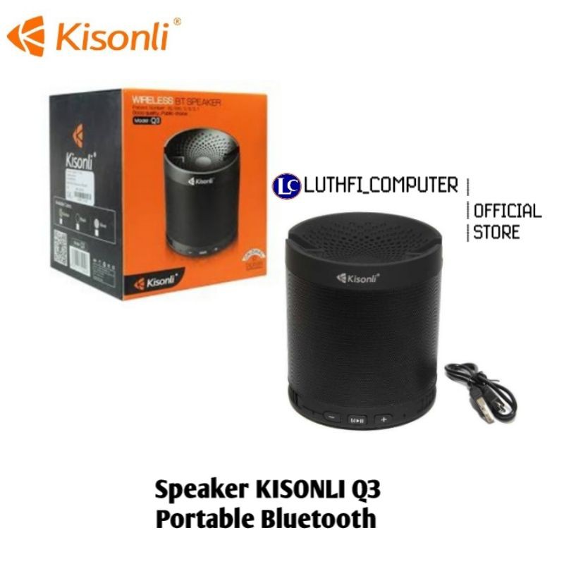 Jual Kisonli Q3 Portable Bluetooth Speaker Black -00839 | Shopee Indonesia