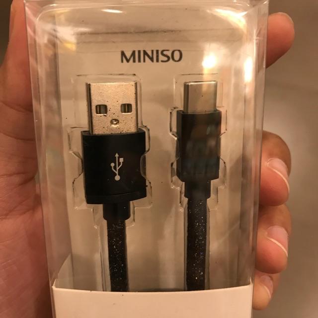 Jual GLITER TYPE C DATA CABLE MINISO || KABEL DATA TIPE C MINISO ...