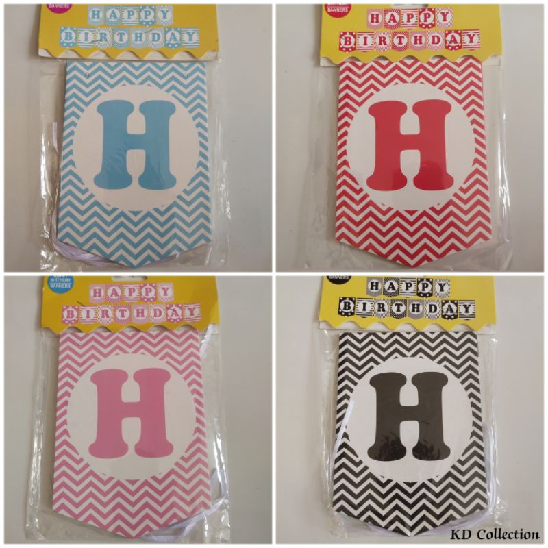 Jual Bunting flag HBD | Banner HBD | Bendera happy birthday motif garis ...