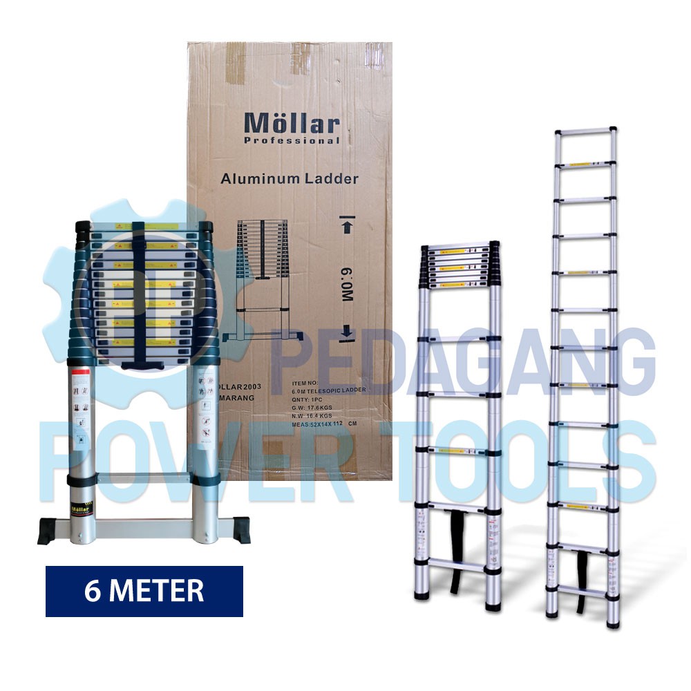 Jual TANGGA TELESKOPIK 6 METER LIPAT ALUMINIUM SINGLE TELESCOPIC LADDER ...