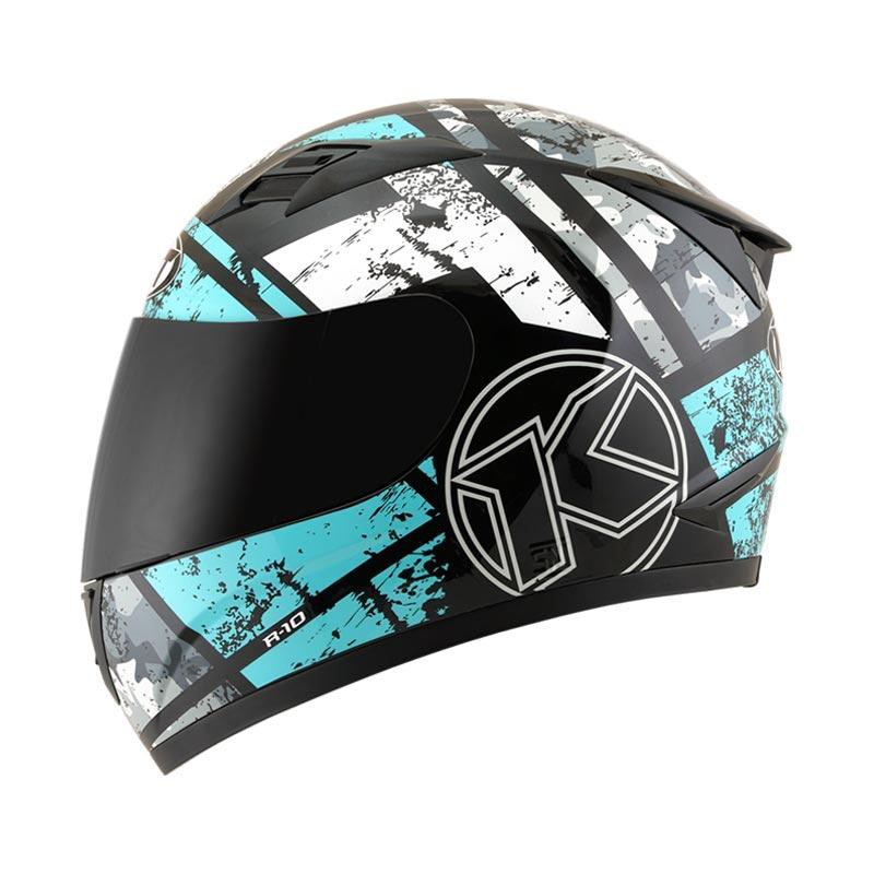 Jual HELM KYT R10 #3 (VISOR SMOKE) - BLACK/AQUA BLUE | Shopee Indonesia