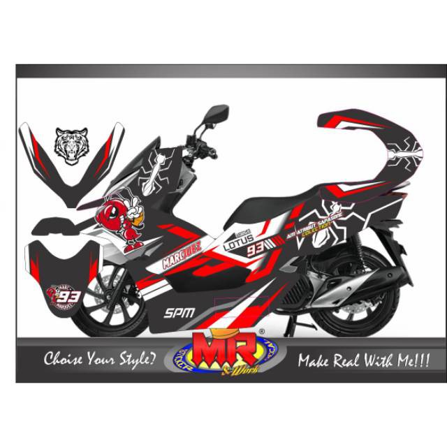Jual Decal Premium Honda New PCX lokal 2018 2019 hitam putih merah ...