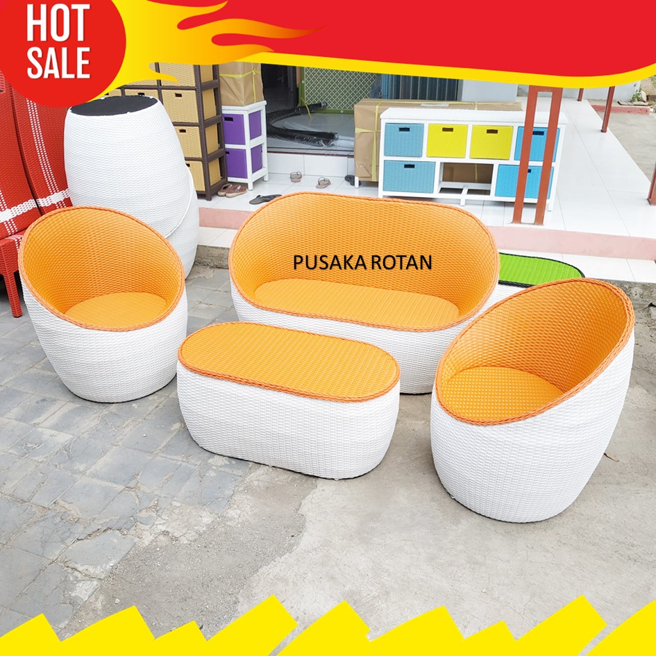 Jual Kursi Tamu Sofa Oval Anyaman Furniture Mebel Rotan Sintetis High ...