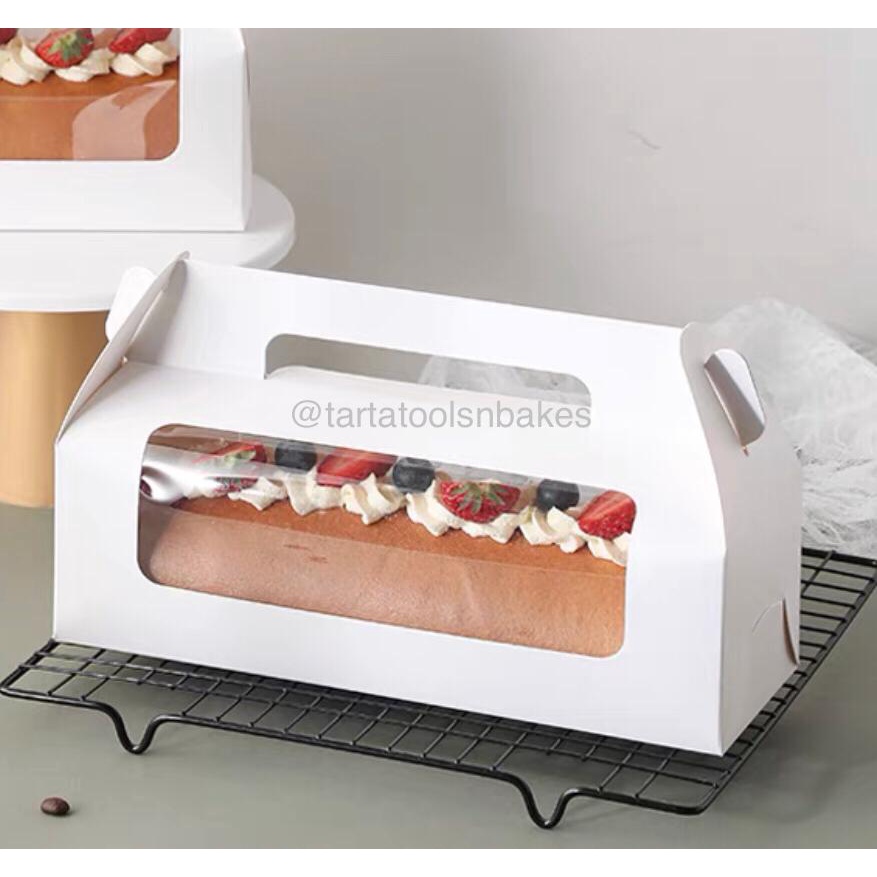 Jual Kotak Kue Roll Cake Bolu Gulung Jendela Window Mika | Gagang ...