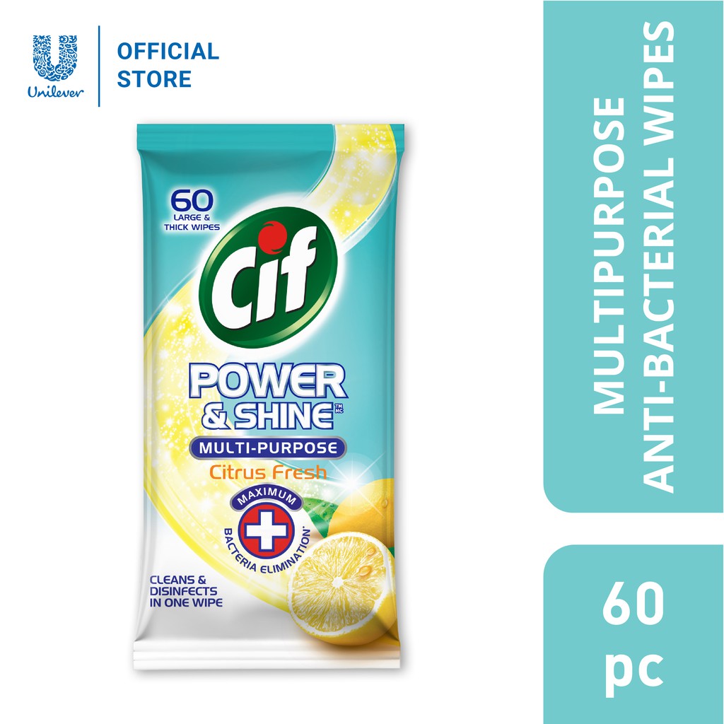 Jual Cif Power & Shine Disinfectant Tisu Serbaguna Citrus Fresh 60 pcs ...