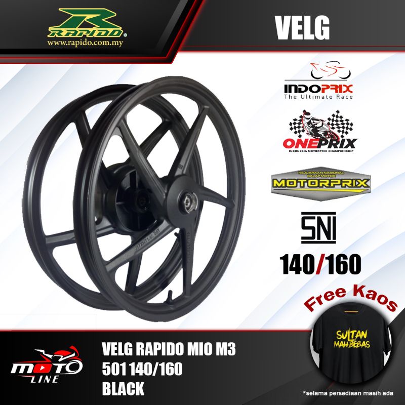 Jual Velg Racing Rapido Mio M3 501 Depan 140 Belakang 160 Ring 14 ...