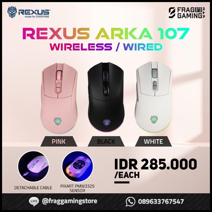 Jual Rexus Arka 107 Dual Gaming Mouse Wireless Wired Rx107 Rgb ...