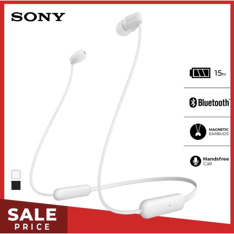 Jual Earphone Sony WI-C200 Wireless In-ear Battery Up to 15h - White ...