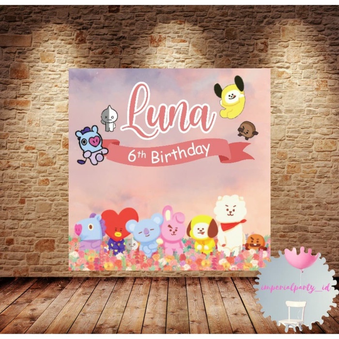 Jual Backdrop- Custom Backdrop Banner Spanduk Happy Birthday Bt21 Bts ...