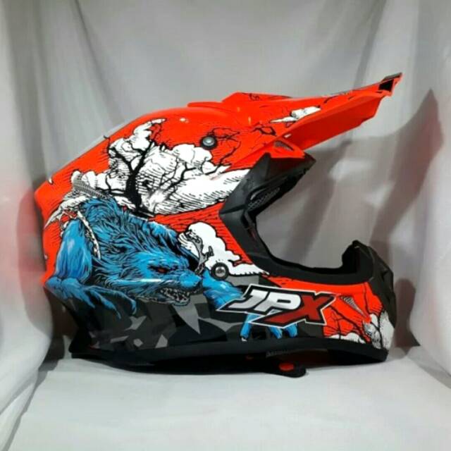 Jual helm JPX moto Cross trail ktm klx crf X14 Wolf Serigala red merah ...