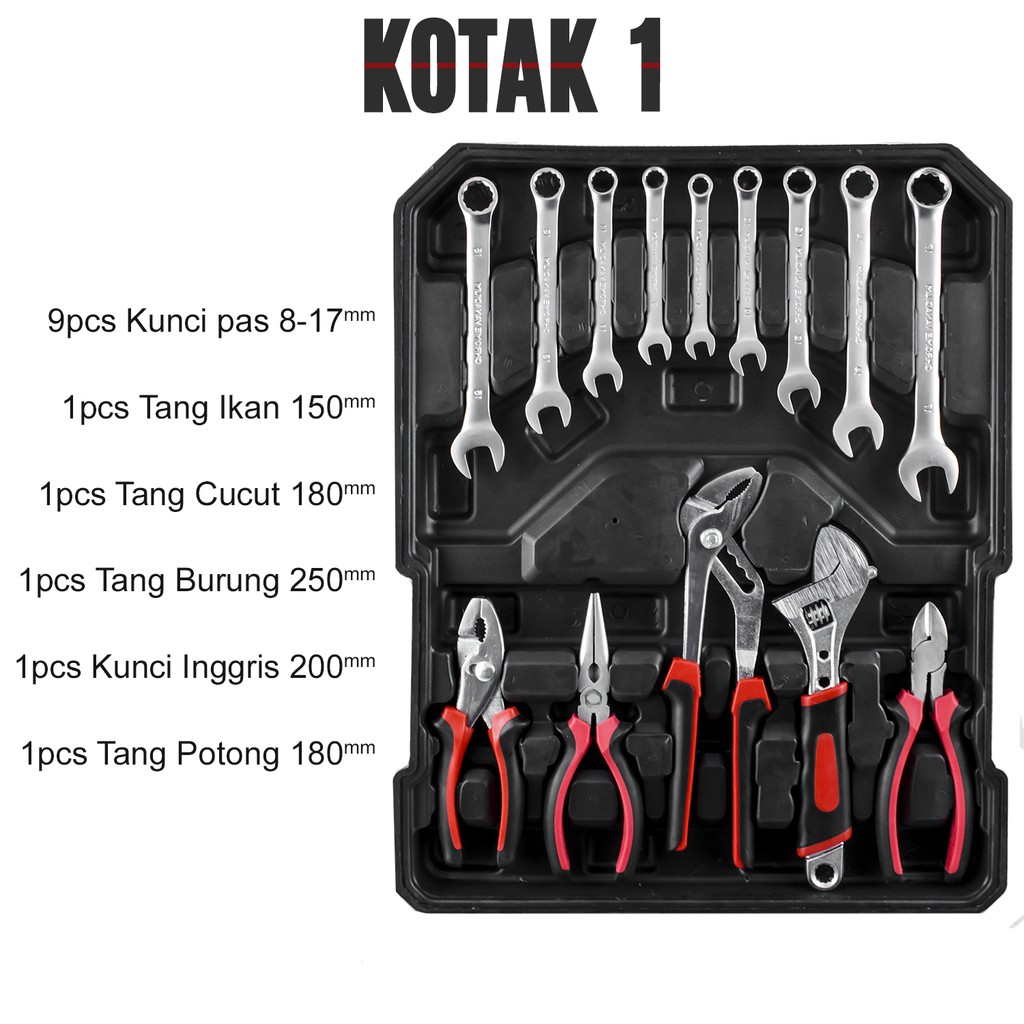 Jual Allefix Tool Kit 187 PCS Perkakas Bengkel Dan Rumah Koper Lengkap Bahan Kuat | Shopee Indonesia
