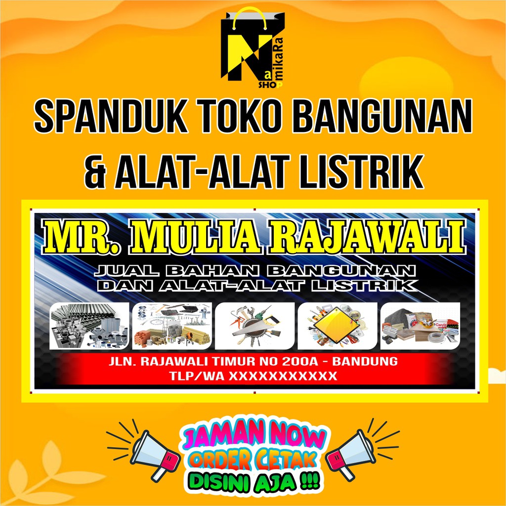 Jual Spanduk Banner Backdrop Toko Bangunan dan Alat-alat Listrik Termurah Ukuran 250x100 bisa ...