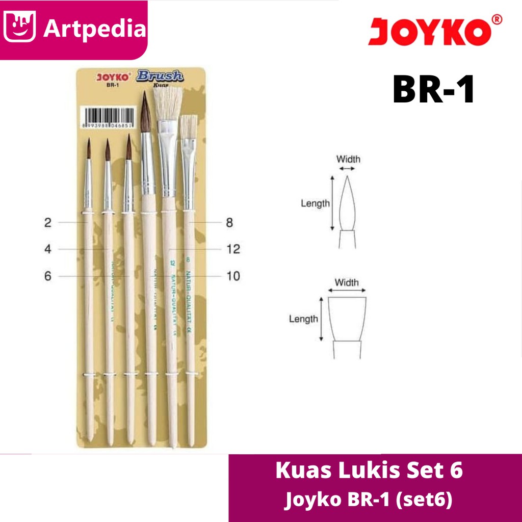 Jual KUAS LUKIS JOYKO BRUSH SET 6 BR-1 / KUAS LUKIS SET 6 | Shopee ...