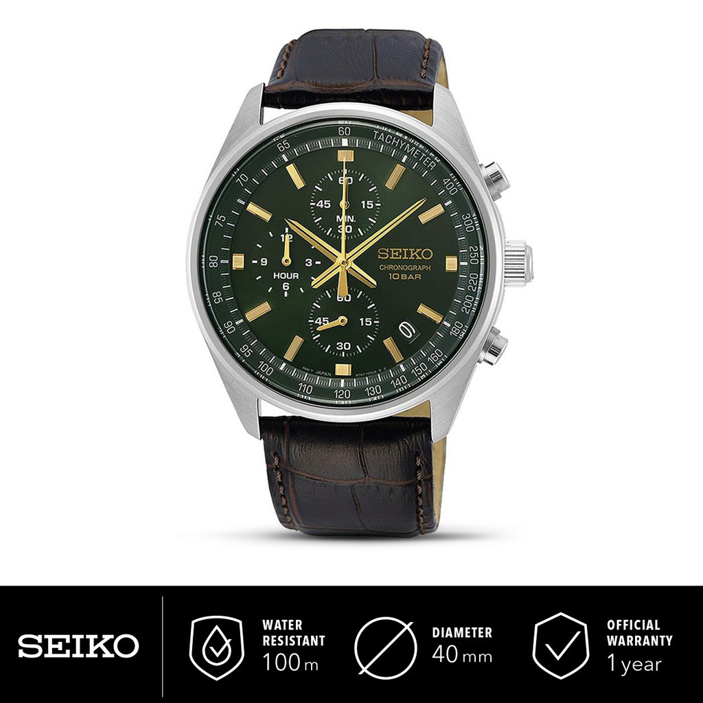 Jual Seiko SSB385P1 SSB385 Chronograph Genuine Leather Quartz | Shopee ...