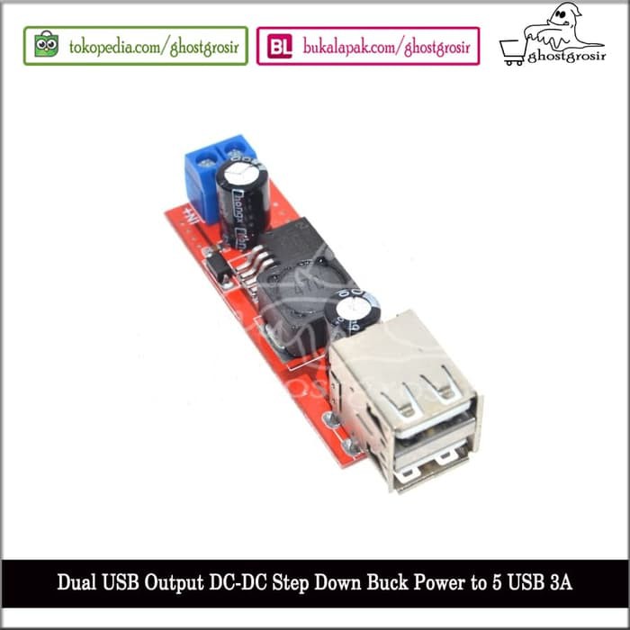 Jual Dual USB Output DC-DC Step Down Buck Power to 5 USB 3A | Shopee ...