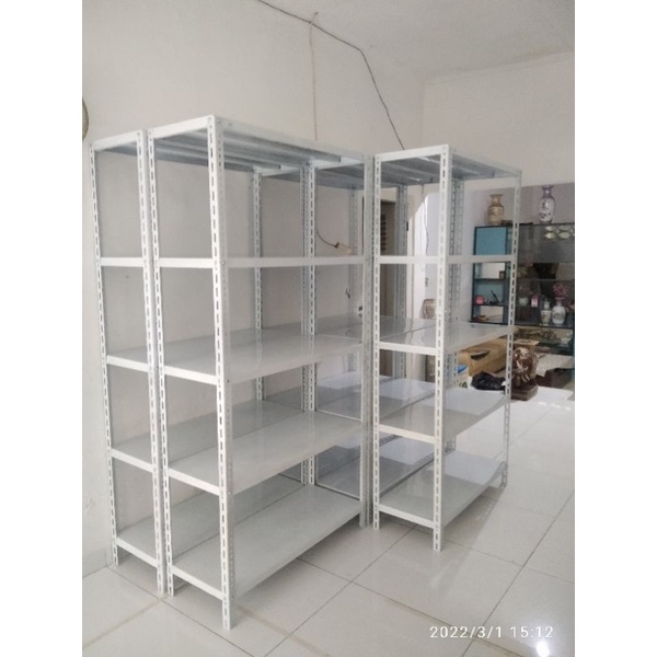 Jual RAK BESI SERBAGUNA 5 SUSUN FULL WARNA PUTIH | 100X40X200 | Rak ...