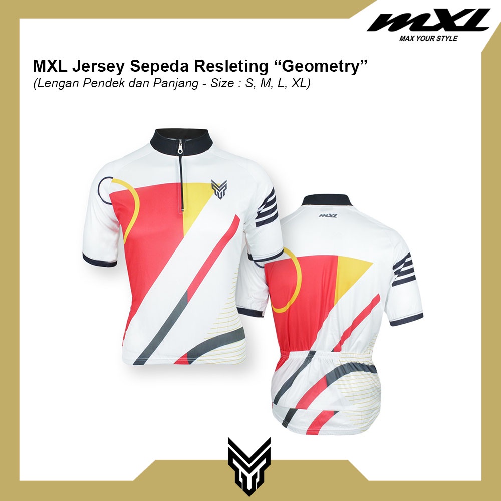 Jual MXL Jersey Sepeda Geometry Lengan Panjang/Pendek dengan Resleting ...