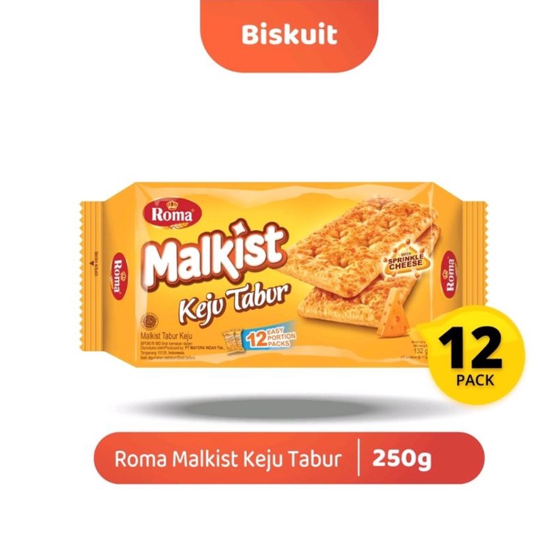 Jual ROMA Malkist Keju Tabur Keju Panggang 132 Gr isi 12 pack Kemasan ...