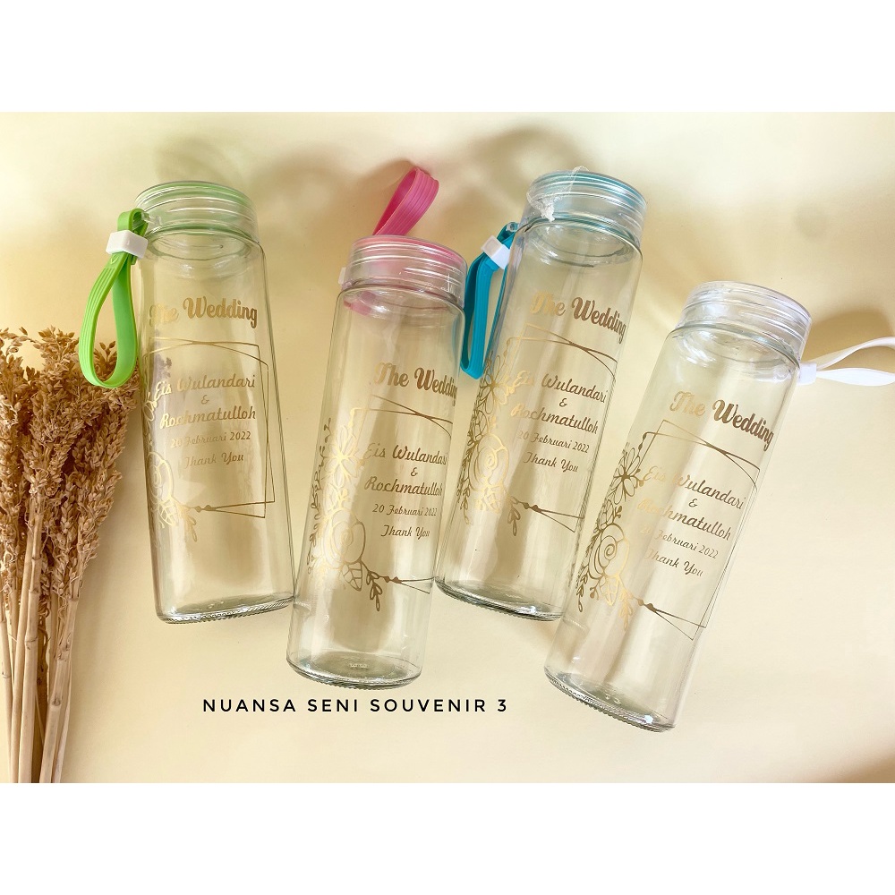 Jual Souvenir Pernikahan Botol Kaca Minum Tumbler Slim Bening Botol ...