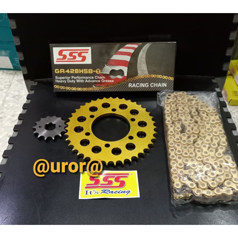 Jual GEAR SET SSS GOLD NINJA 150 R - SS - RR & RANTAI SSS 428 HSBT GOLD | Shopee Indonesia