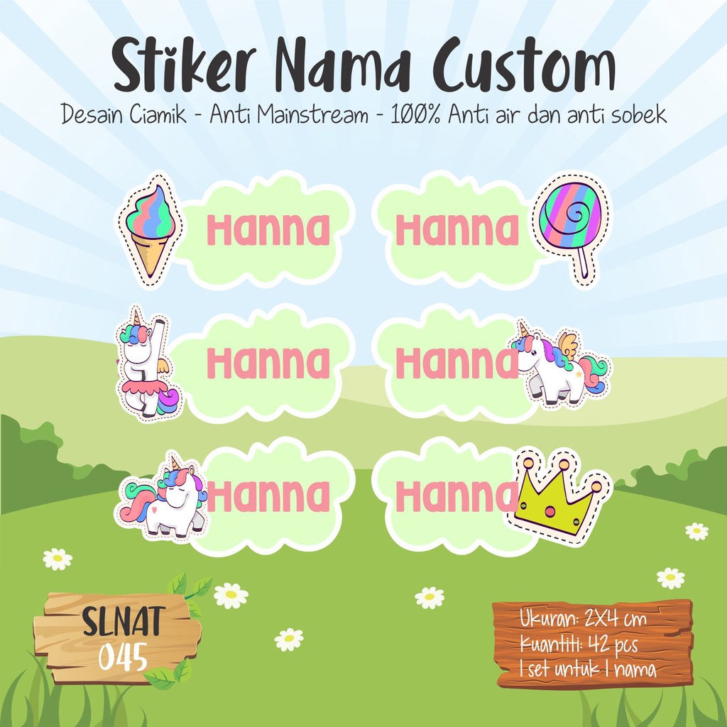Jual sticker label nama anak kartun cute lucu SLNAT 045 | Shopee Indonesia